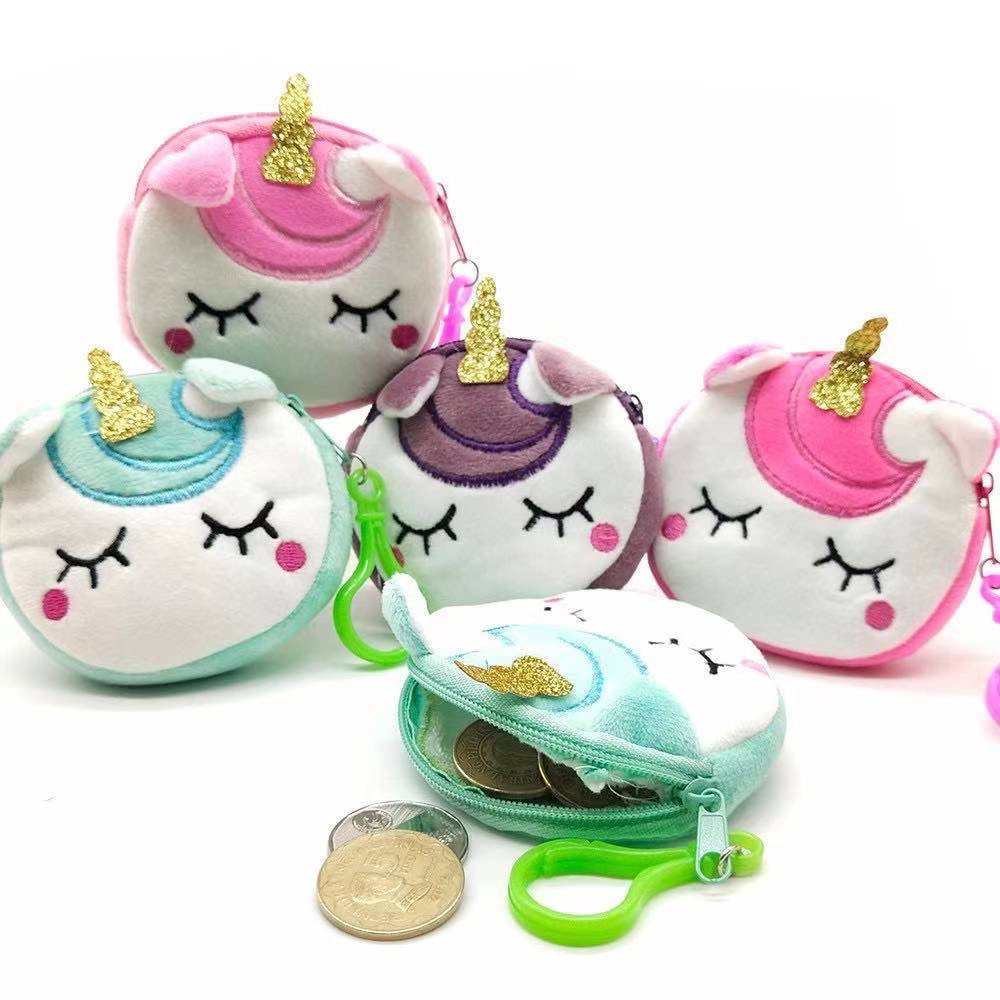 Unicorns Coin Purse Plush Mini Wallet Cartoon Change Bag Kids Gift With ...