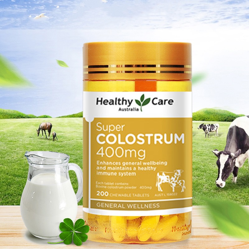 (New packaging) Healthy Care Super Colostrum 400mg 200 Chewable Tablet ...