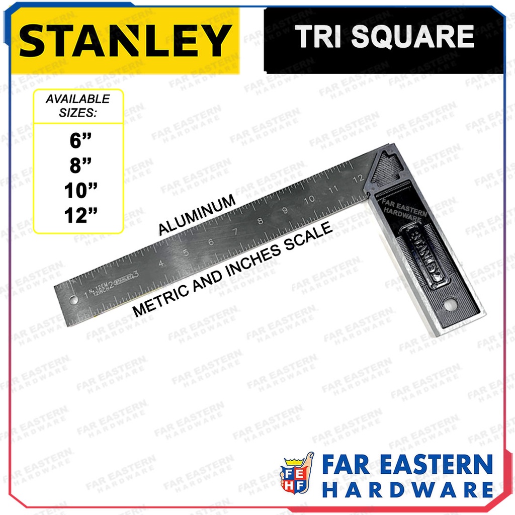 STANLEY Aluminum Tri Square Ruler Try 6" 8" 10" 12" STHT | Shopee ...