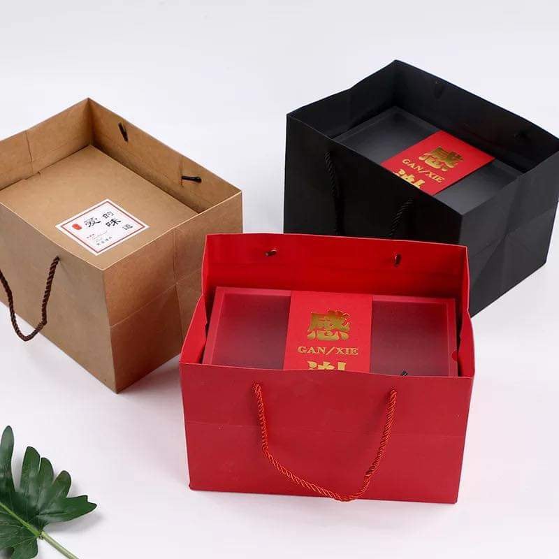 Box of 6 cakes 80gr red kraft paper - 24.2*16.2*5cm with bag as shown ...