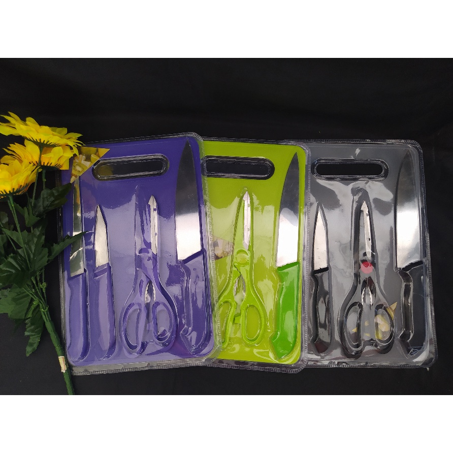 Kitchen Tools Set (3 Kinds of knife, Scissors and Chopping Board ...