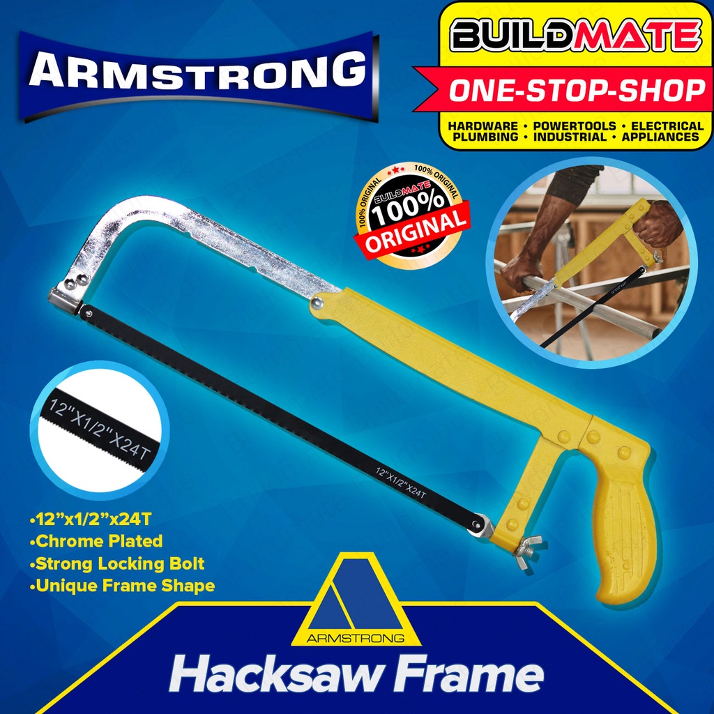 ARMSTRONG Adjustable Hack Saw Hacksaw Frame 12" x 1/2" x 24T 100% ...