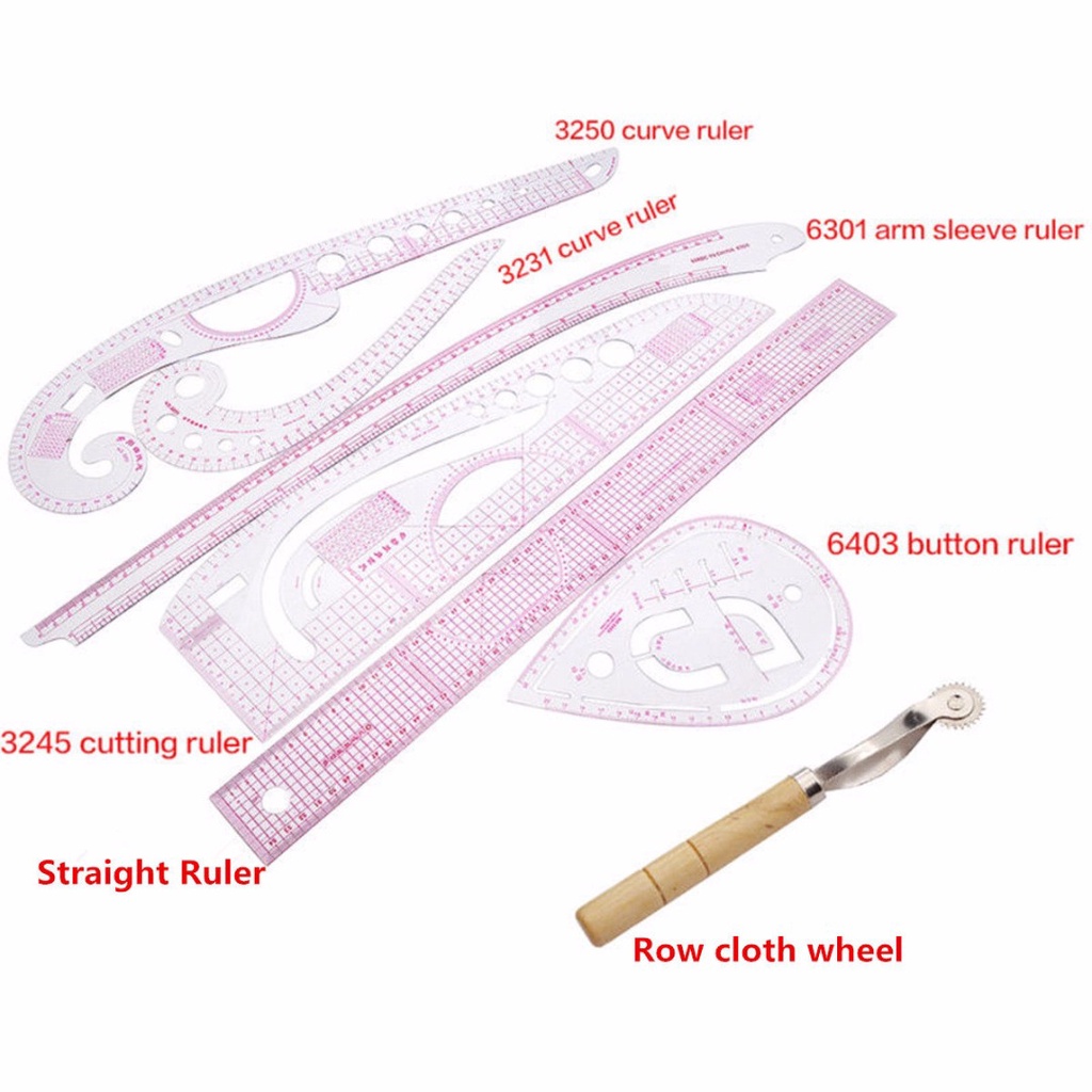 7pcs New Multi Function Curve Ruler Drawing Line Straight Sewing ...