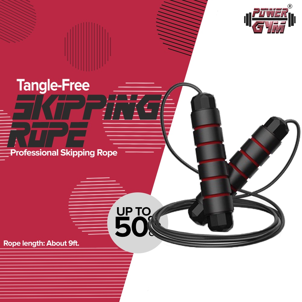 POWERGYM Professional Skipping Rope Tangle-Free With Ball Bearings ...