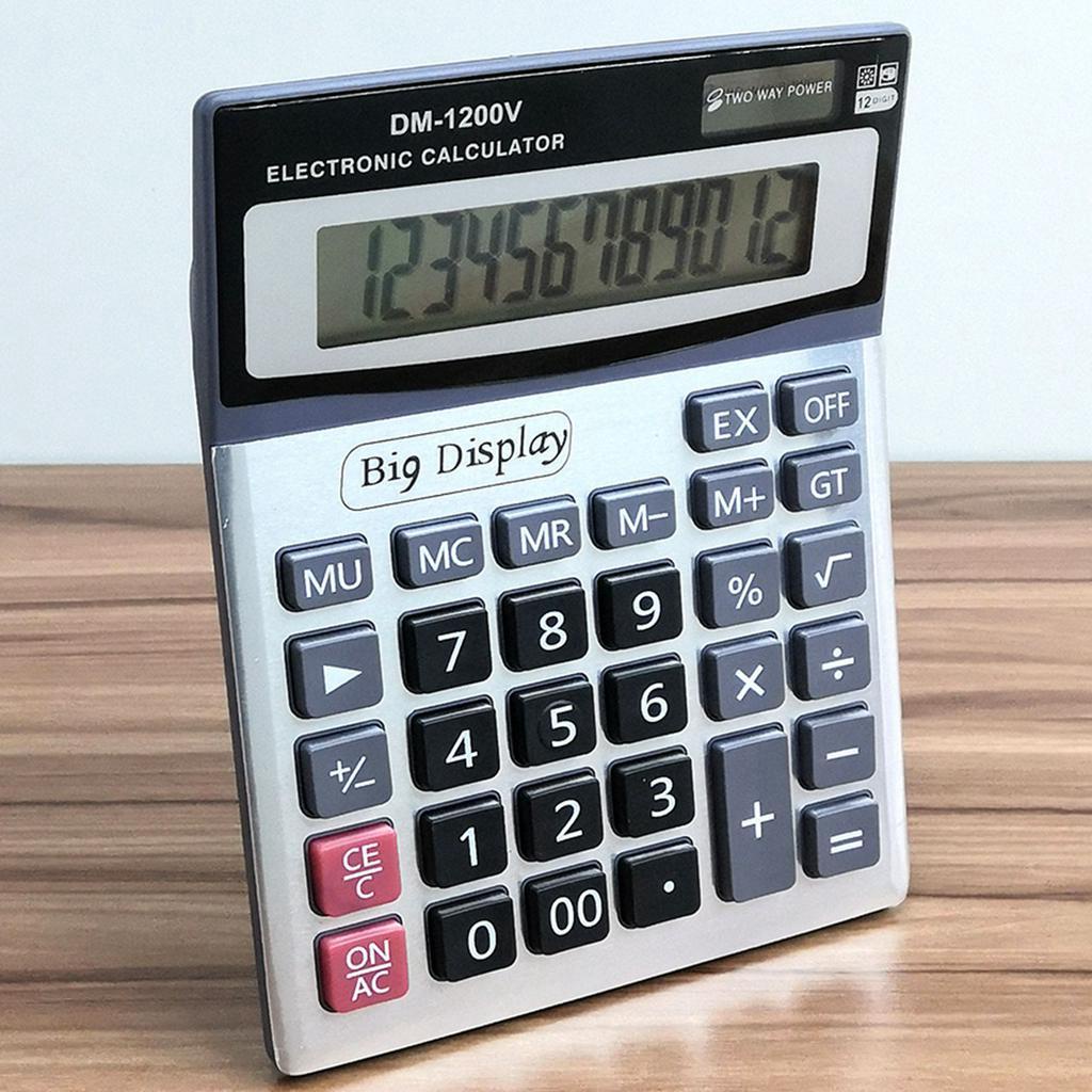DM-1200V Electronic Calculator Office Slide Switch Big Display 12 Digits Stationery Office ...