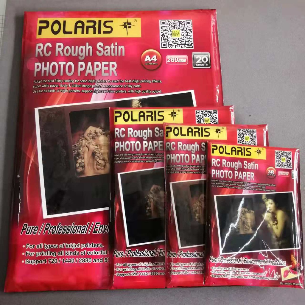 Polaris RC SATIN photo paper All size(A3/A4/5R/4R/3R) 260gsm , 20sheets ...