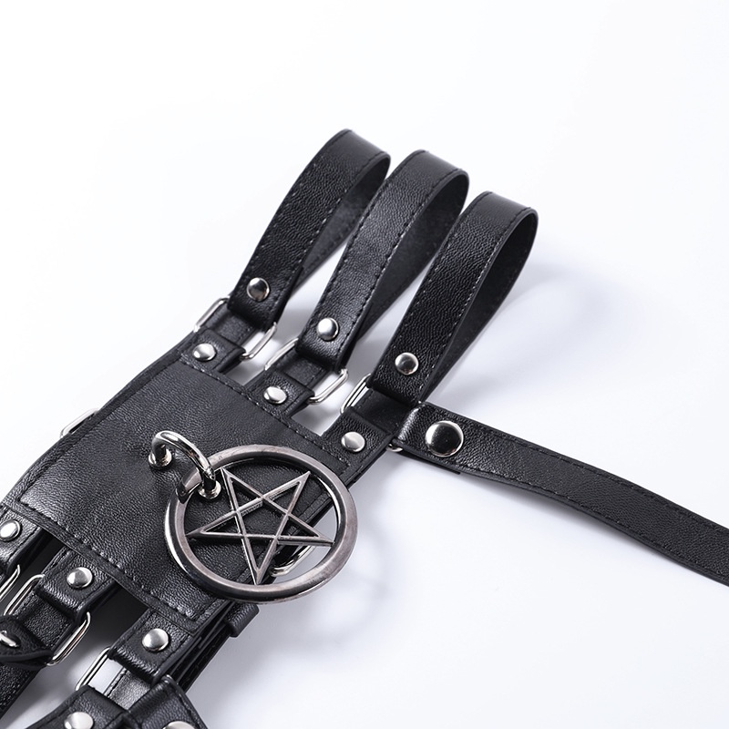 CHUNGLO PU Belt Gothic Street Y2K Unisex Pentagram Leather With Leg ...