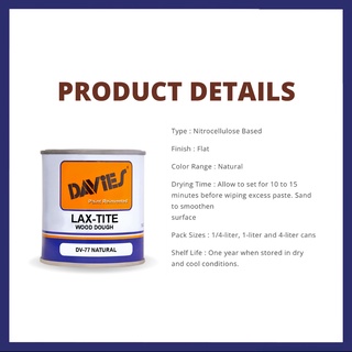 Davies Lax-tite Lacquer Wood Dough (Wood Putty) 1/4L and Putty Knife ...