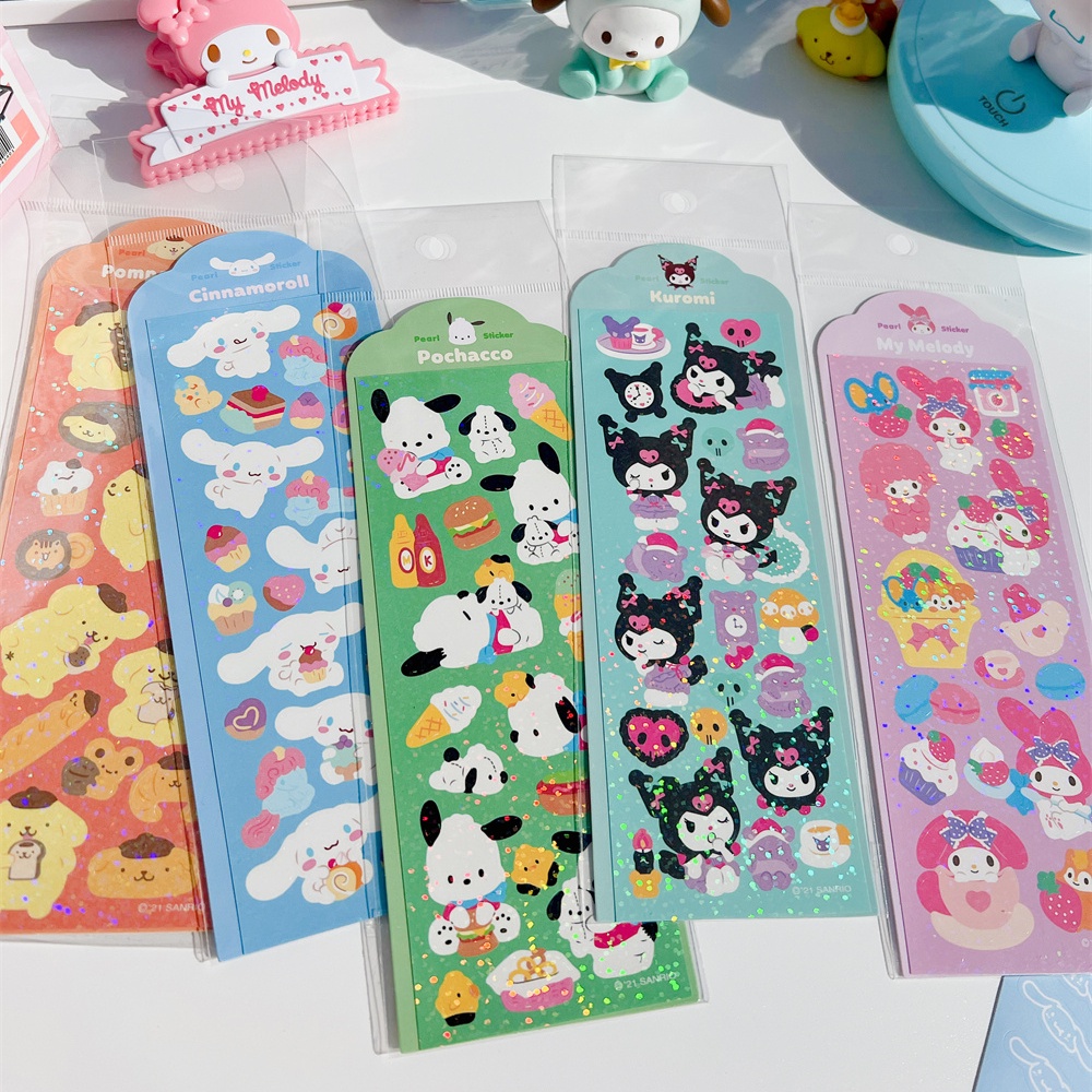 1 Sheet Sanrio Laser Glitter Sticker Cute Kuromi Cinnamoroll Gooka ...
