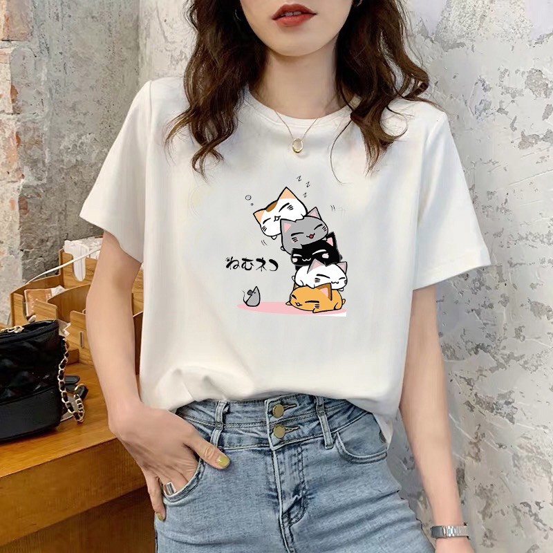 Korean Cat fashion tshirt for women tops popular | Shopee Philippines