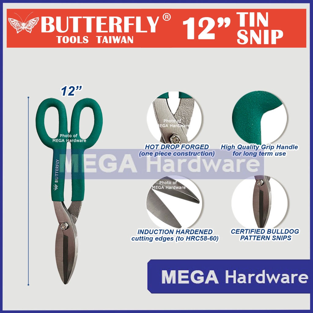 BUTTERFLY tools Industrial Tin Snips Aviation Snips for Cutting Metal ...