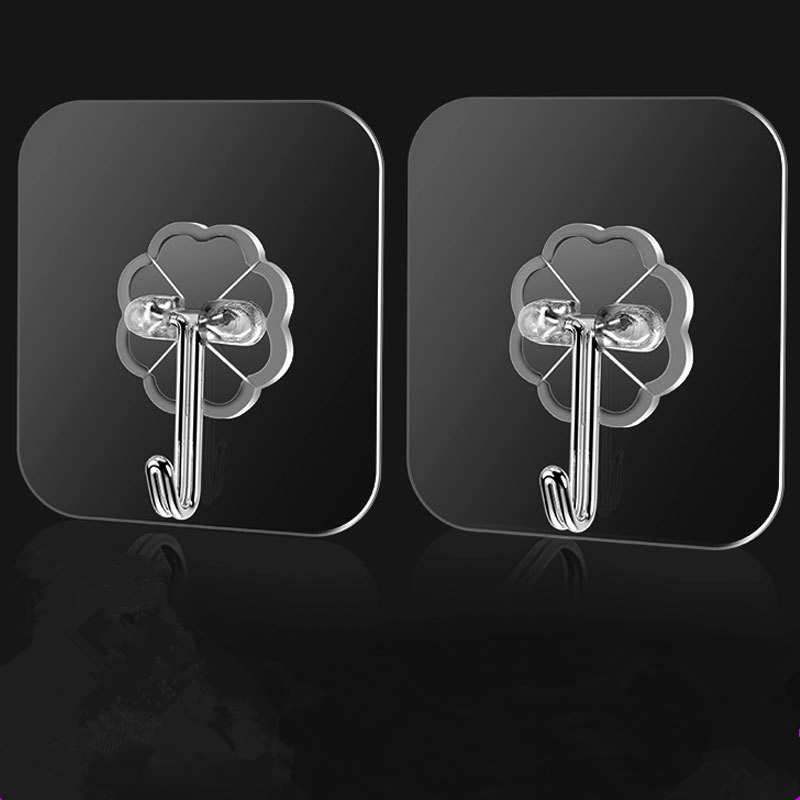 10pcs Transparent Non-marking Hook Strong Sticking Hook Magic Non ...