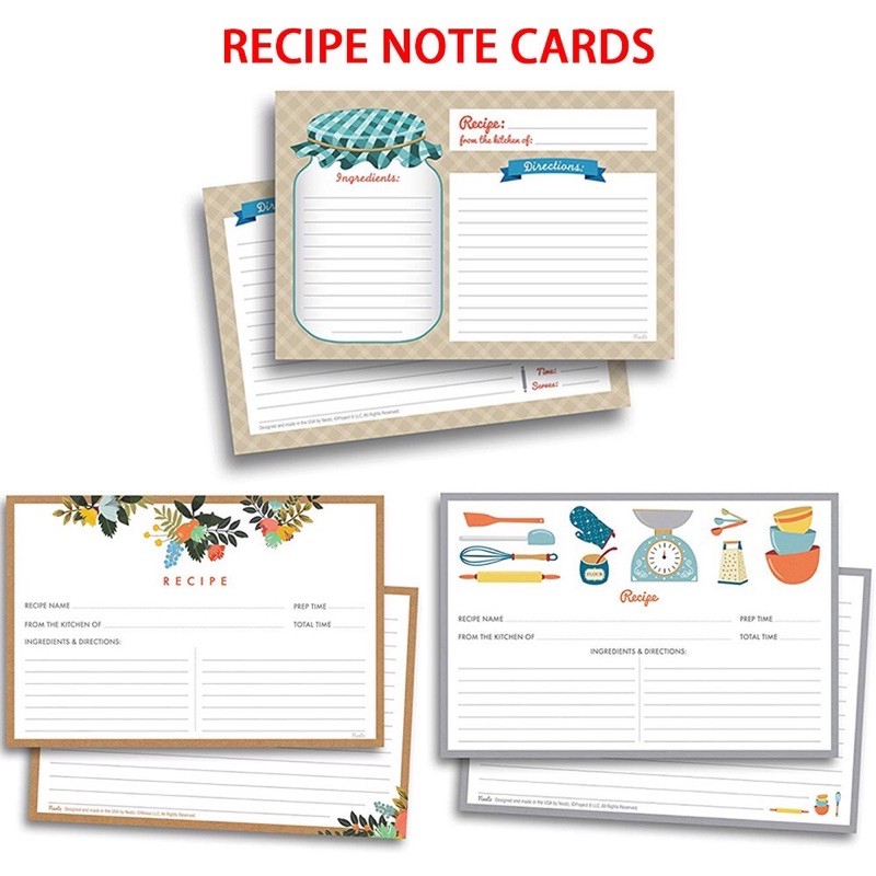 20 sheets Recipe Note Card Blank Double Sided Home Kitchen Invitation ...