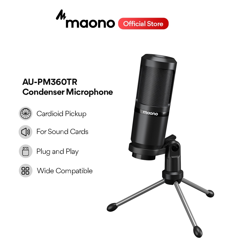 Maono AU-PM360TR Condenser Microphone Podcast Microphone for Computer,Laptop,Phone,Sound Card ...
