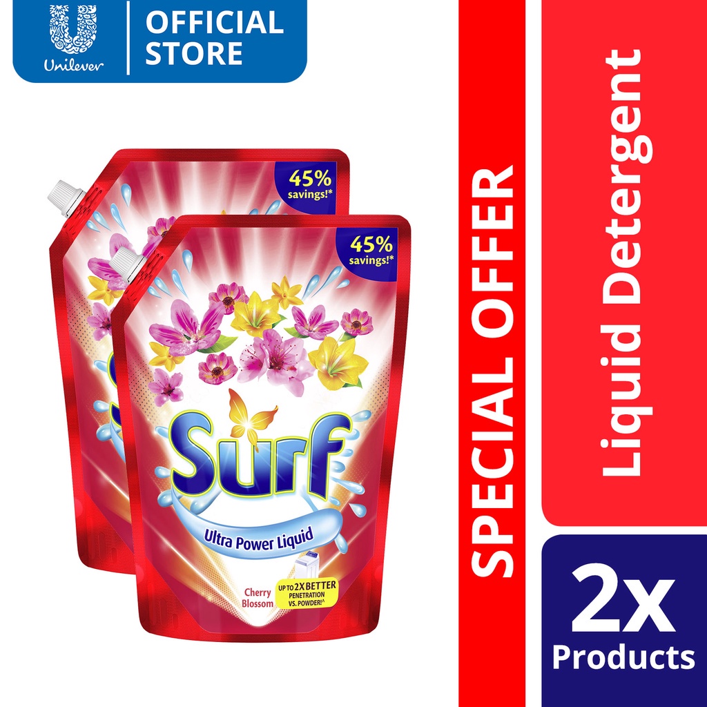 Surf Laundry Liquid Detergent Cherry Blossom 2.5L Pouch 2x | Shopee ...
