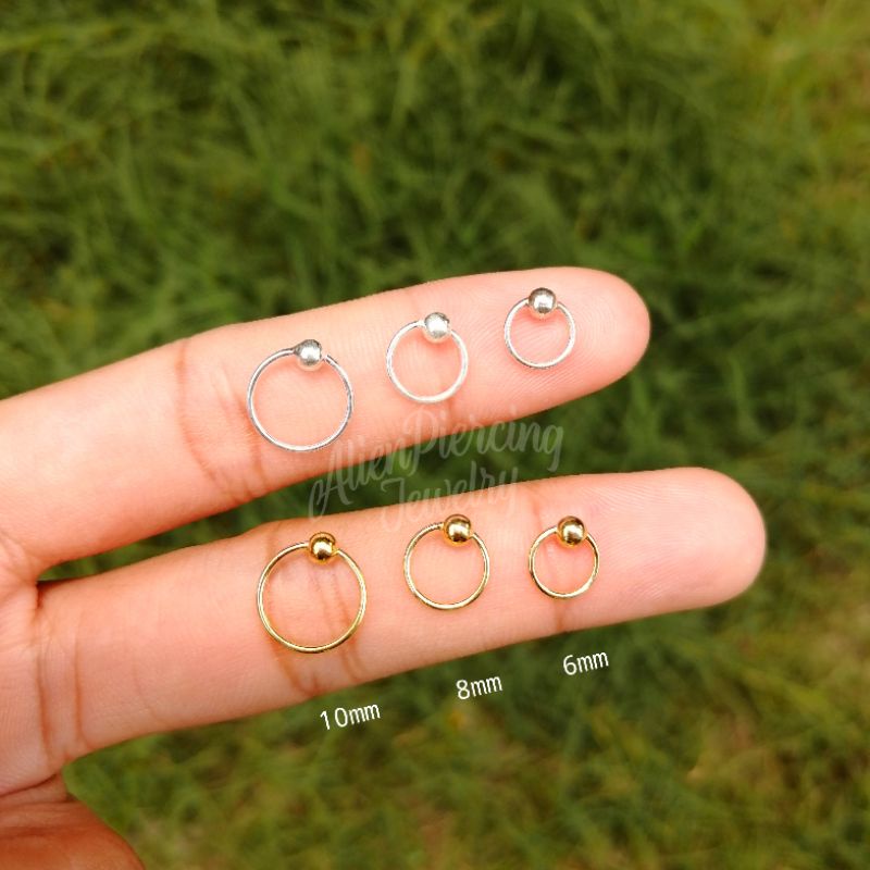 925 Sterling Silver Ring Hoop | Lobe helix Tragus Rook Daith Conch ...