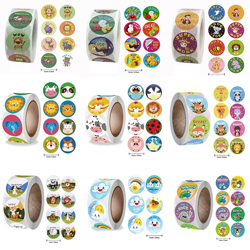 500PCS Reward Stickers Inspirational Sticker Rolls for School Rewards ...