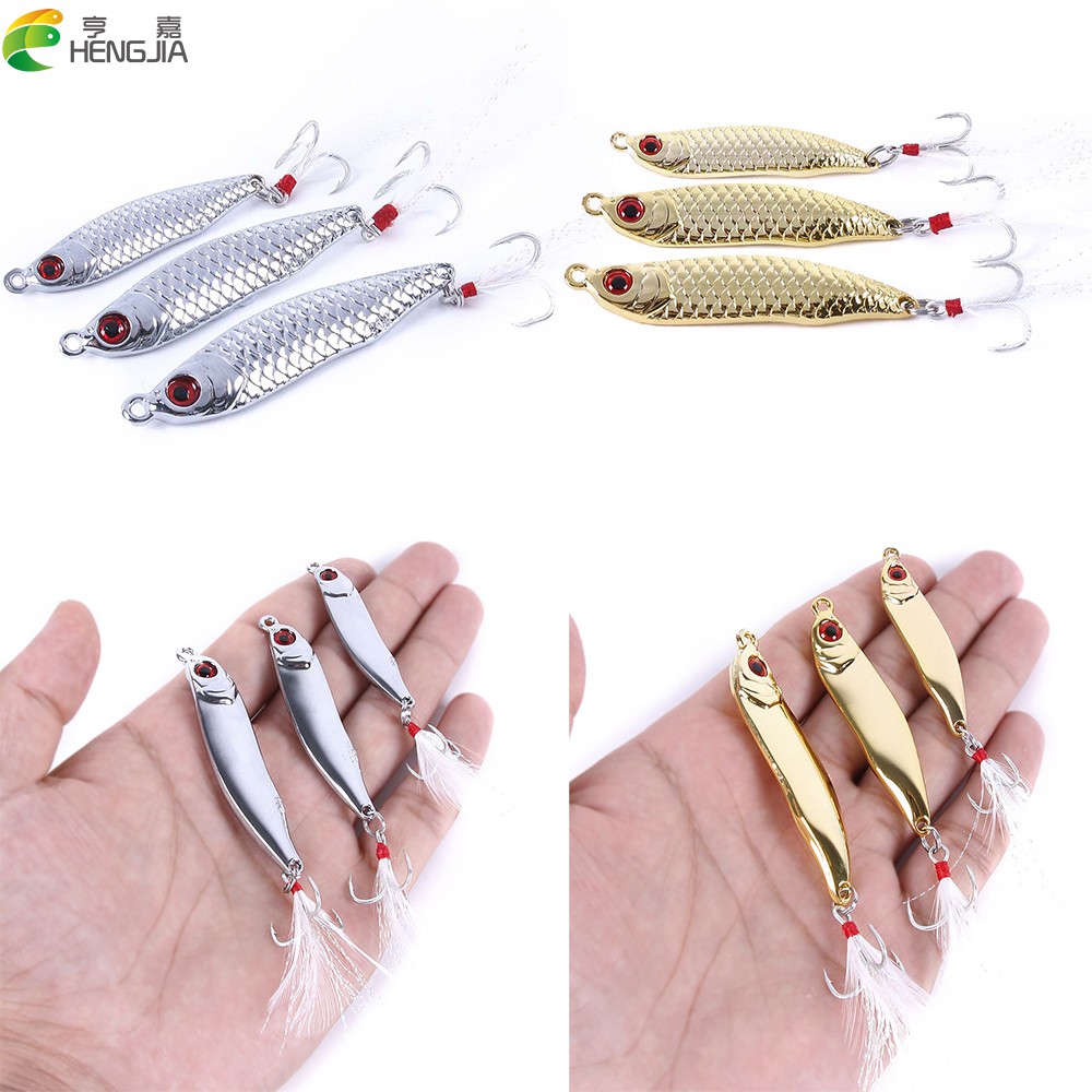 HENGJIA 10g 15g 20g Spoon Fish Shape Sequins Fishing Lure For Sea Sink ...