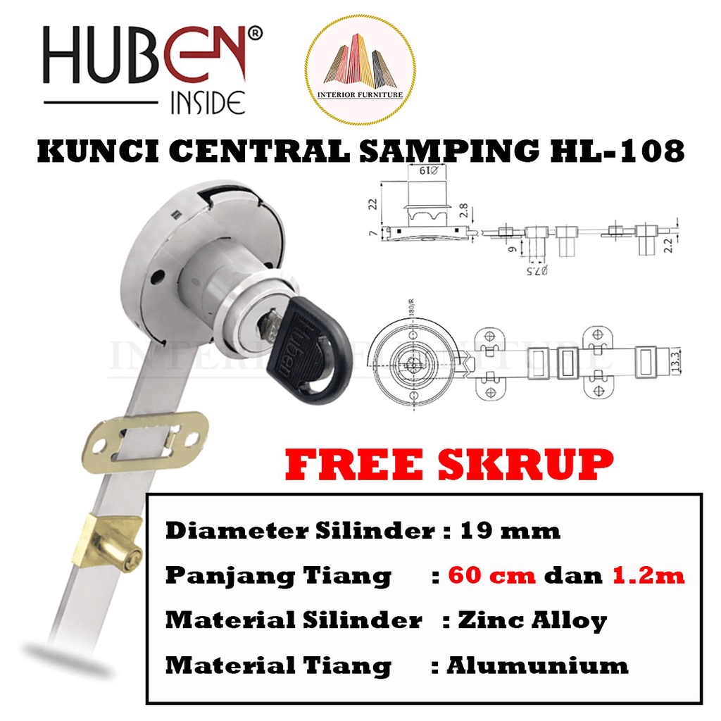 Huben hl 108 side central central central central drawer lock office ...