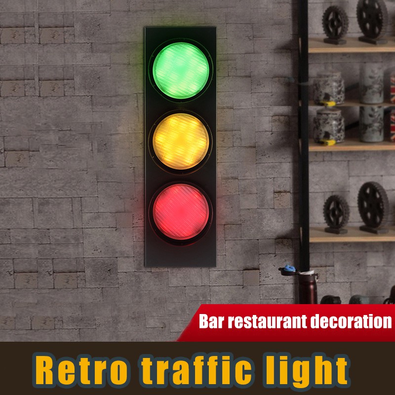 Industrial style retro creative bar and restaurant traffic lights iron ...