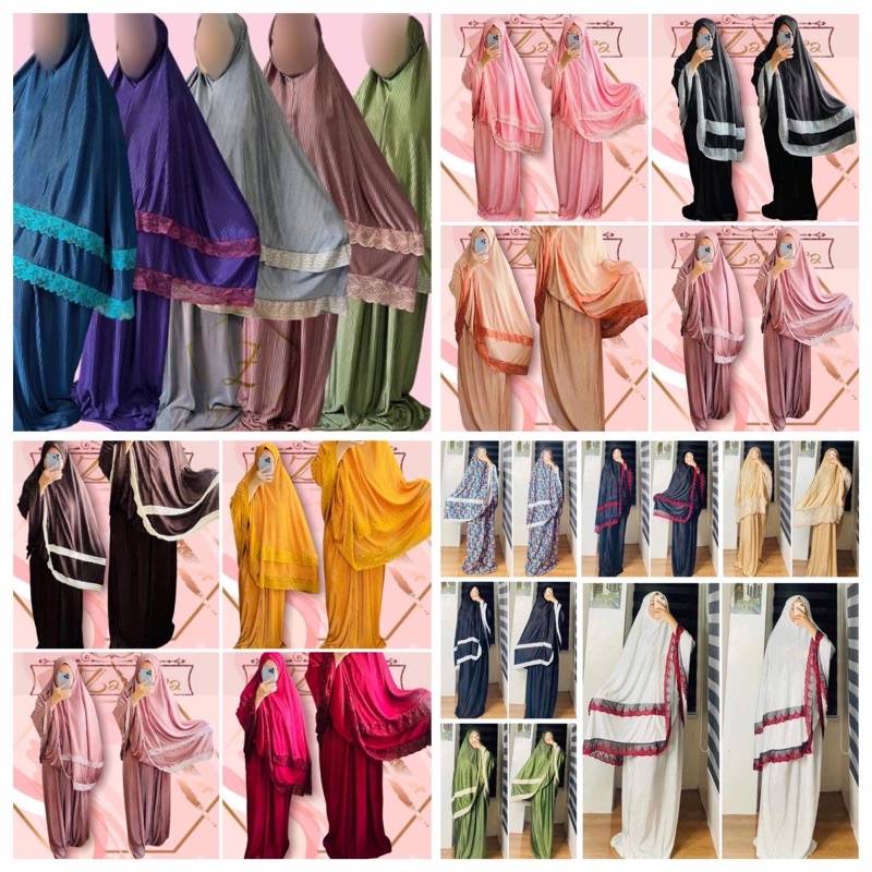 PRAYER MUKNA SET ZAHRA PLAIN PLEATED MUKNA SET | Shopee Philippines