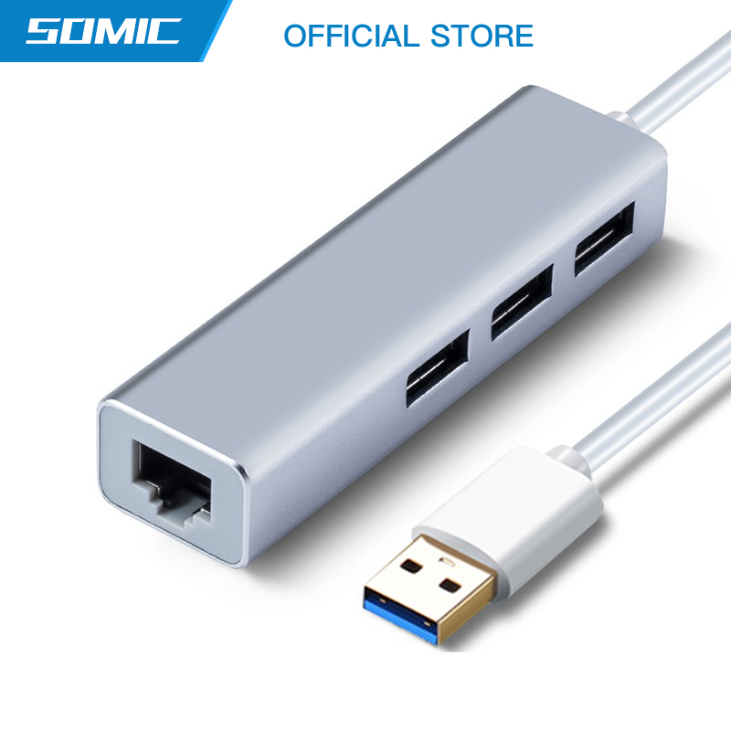 SOMIC USB Ethernet with 3 Port USB HUB 2.0 RJ45 Lan Network Card USB to ...