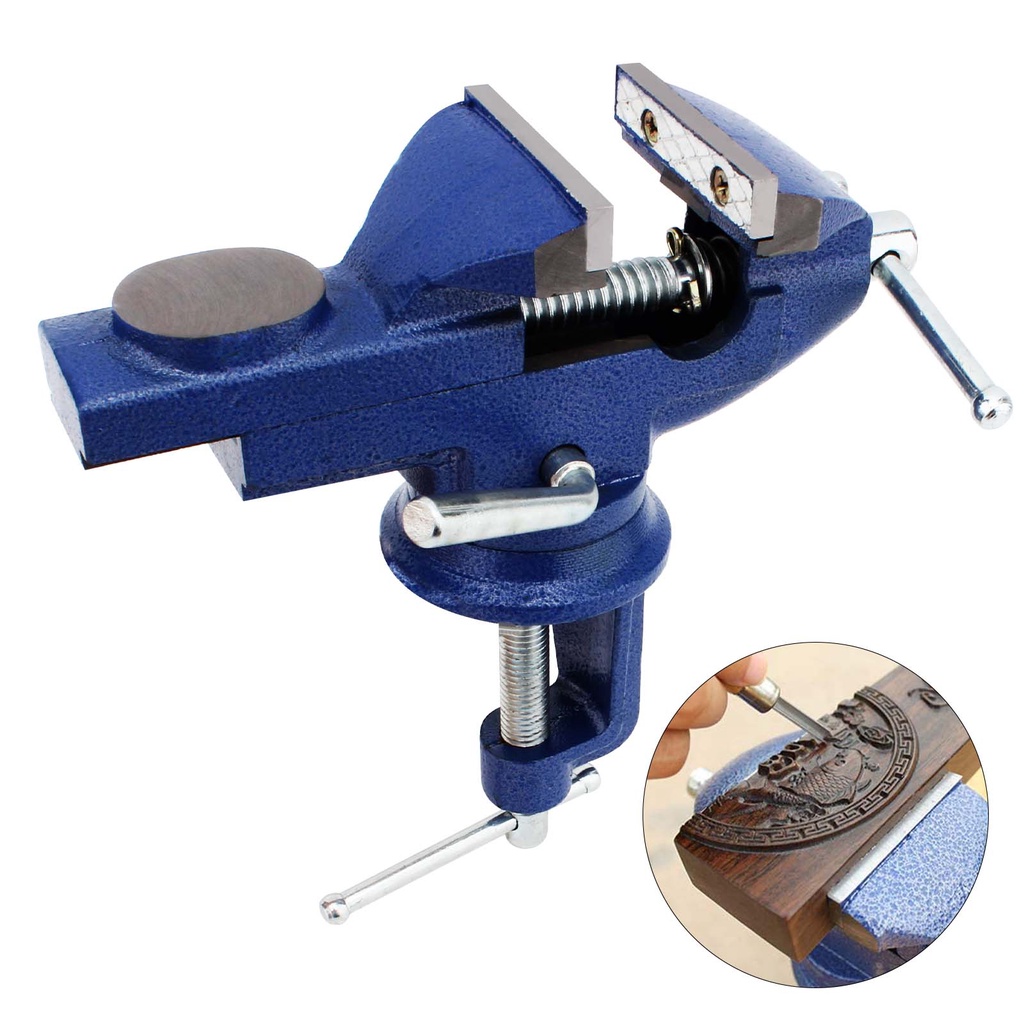 Universal Table Vise 3 Inch, Bench Clamp 360° Swivel Base Quick Adjust ...