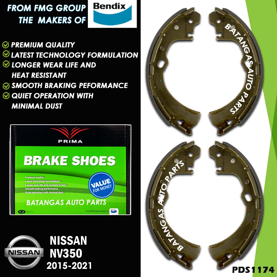 BRAKE SHOE NISSAN URVAN NV350 2015-2022 1SET 4PCS PRIMA or BENDIX ...