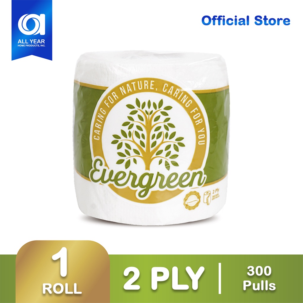 Evergreen Bathroom Tissue 2 Ply 300 Pulls x 1 Roll -Tissue Paper ...