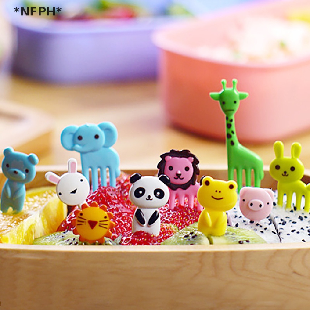 CKFR Set of 10pcs Cute Animals Food Picks Mini Cartoon Toothpick Fruit ...