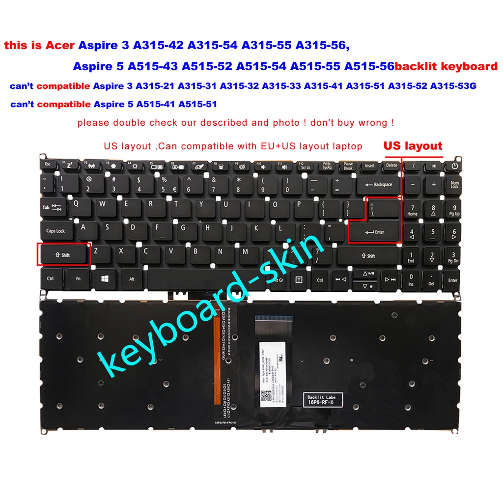US with-backlit Keyboard For Acer Aspire 5 A515-43,A515-43G,A515-52 ...