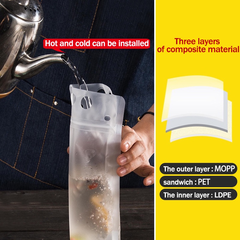 100pcs Full Clear Liquid Drink Juice Milk Coffee Stand Up Pouch Packaging Bag Resealable Pouch # ...