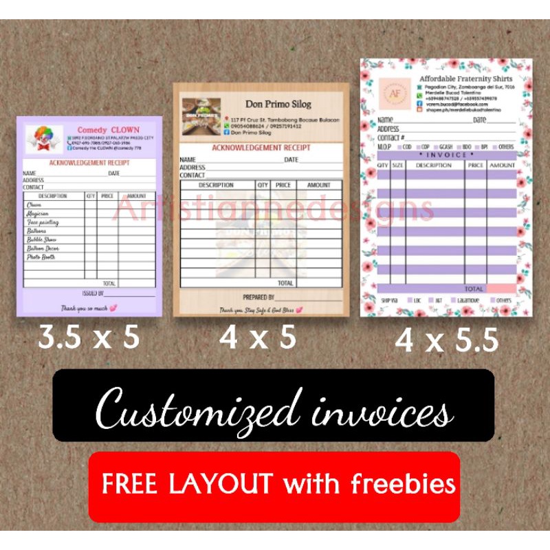 Customized invoices receipt 50 leaves minimum 4 pads order | Shopee ...