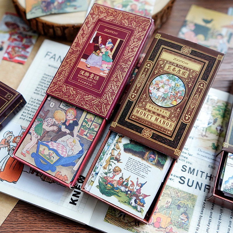 Vintage Medieval style stickers, Box of 60 wall paintings, beautiful ...