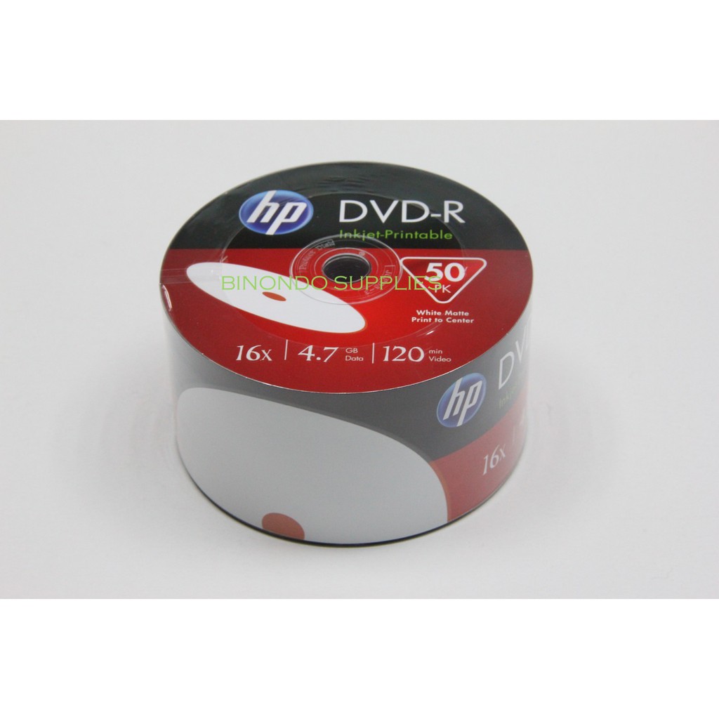 HP DVD-R 4.7GB Inkjet Printable Blank DVD CD (white)50pcs | Shopee Philippines
