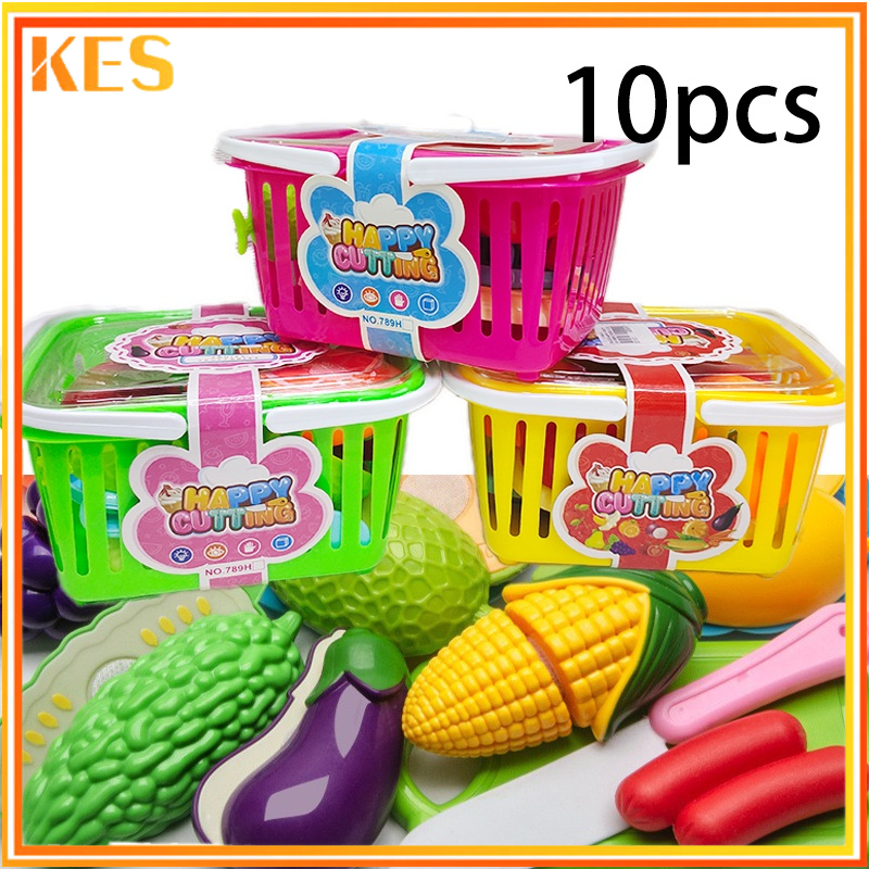 10PCS Cut Fruits Vegetable Simulated Toys Kids Gift Set Education ...