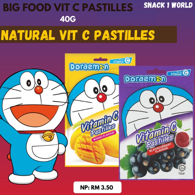 BIG FOOT Doraemon Vitamin C Pastilles Blackcurrant Flavour (40g) | Shopee Philippines