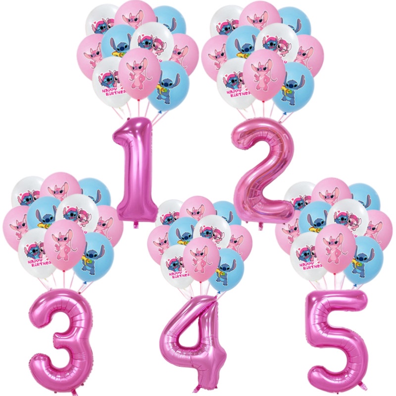 11pcs Lilo & Stitch Pink Children's Birthday Ballon Party Decoration ...
