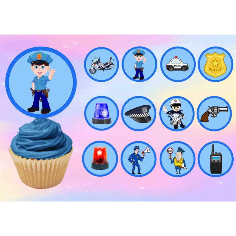 Police Cupcake Topper (12pcs./pack) | Shopee Philippines