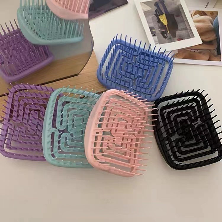 Square Hollow Comb Shampoo Brush Portable Non-Deformable Hand Short ...