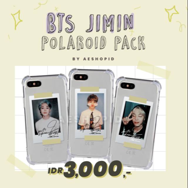 Sticker case hp BTS Jimin park tumblr aesthetic polaroid Sticker kpop custom Signature bangtan ...