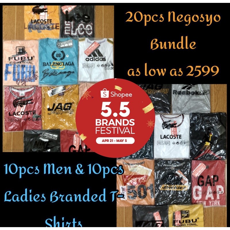 (All Embroidered) 20pcs Branded Overrun/Mall Pull Out T-Shirts for Men ...