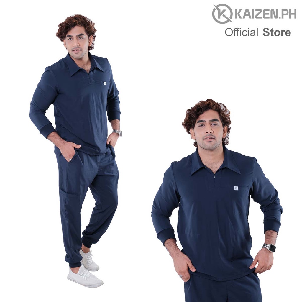 KAIZEN.PH Scrub Suit 2nd Gen KSS2G-07 POLO COLLAR SECRET ZIPPER TOP CARGO ZIPPER JOGGER PANTS ...