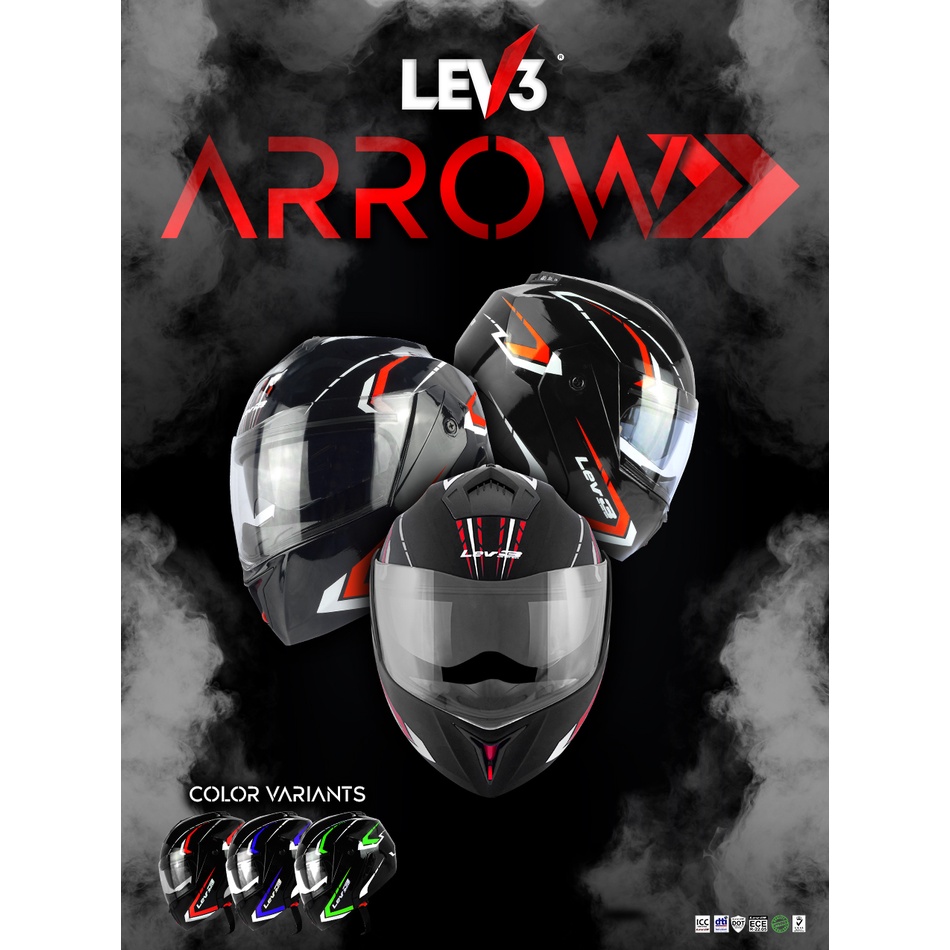Lev3® Modular BJ-5700 Arrow Motorcycle Helmet | Shopee Philippines