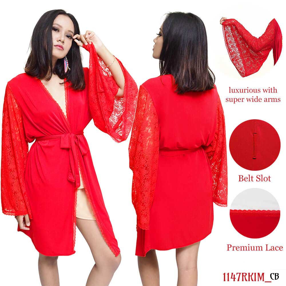 MERAH Kimono Red Nightgown 1147RKIM - By Folva Kimochi Me | Shopee ...
