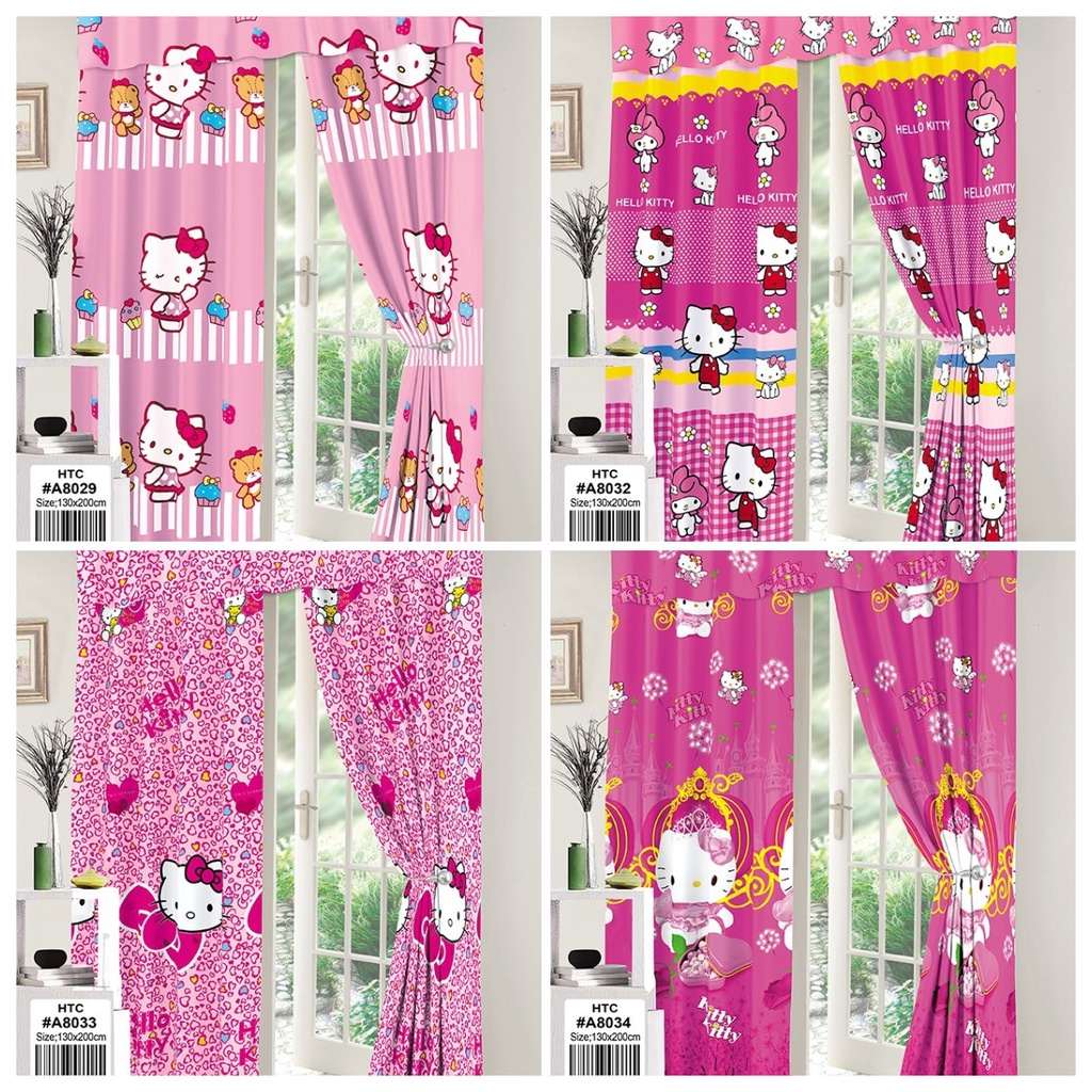 2024 New Cartoon Pink Curtains Sale Home Decor Hello Kitty Curtain ...