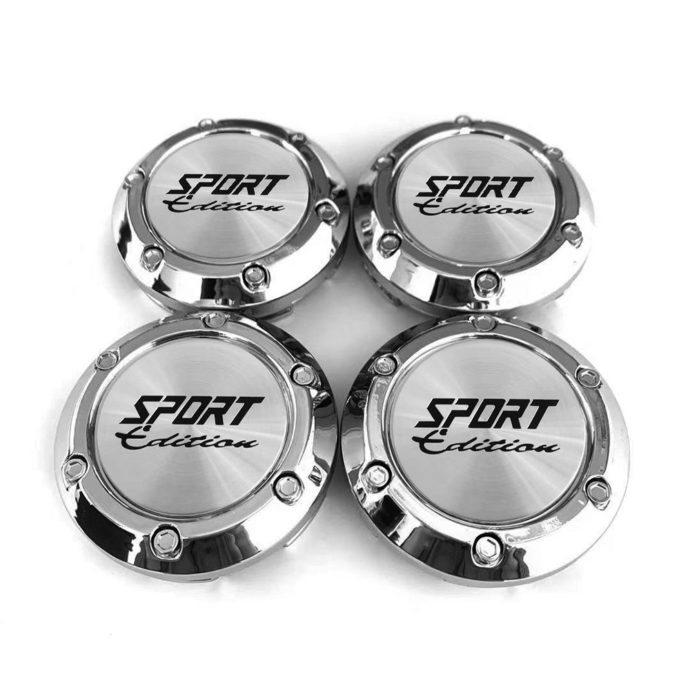 Hosher 4pc 66mm Sport Edition Logo Black Silver Car Modified Wheel ...