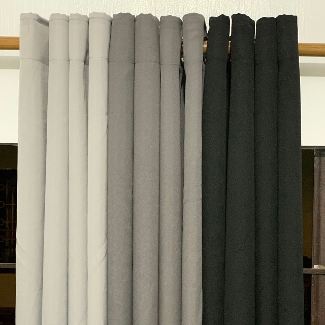 SHADES OF GRAY MINIMALIST PLAIN RING CURTAINS (COD AVAILABLE, ONHAND ...