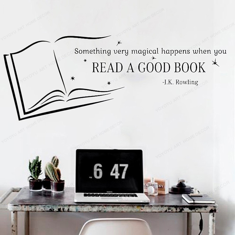 Book Kids Vinyl Wall Decal read a good book quote decor Library wall ...