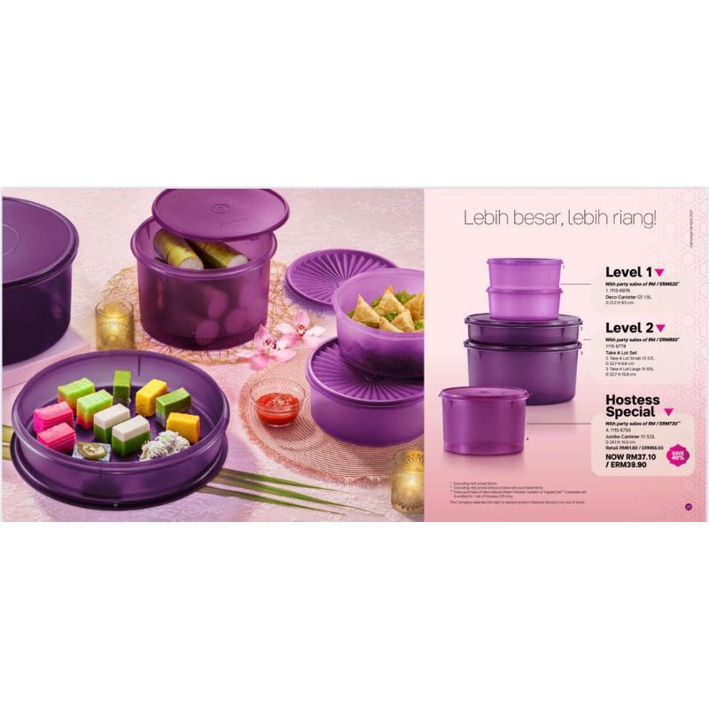 Tupperware Deco Canister / Take A Lot / Jombo Canister (Full Set 5 Pcs ...
